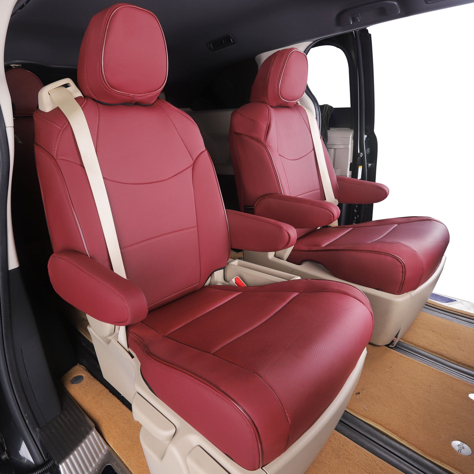 HKZ Custom Fit Car Seat Covers for Toyota Sienna 2021 2022 2023 2024 2025 Leather